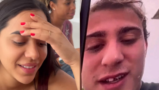 Le fiancé de Mariely Santos se casse une dent sur une planche de surf ...