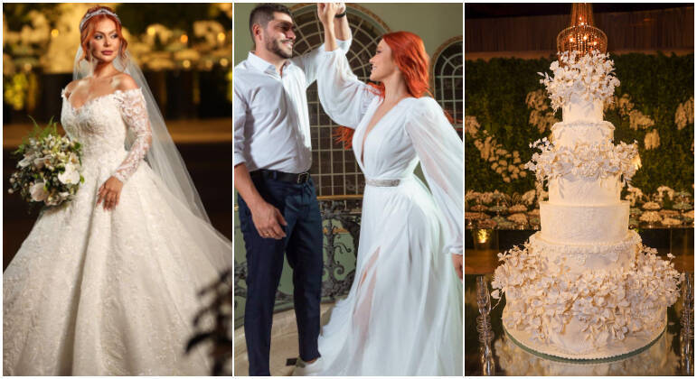 Casamento de Mirela e Yugnir tem decoração luxuosa, vestido de R$ 200 ...