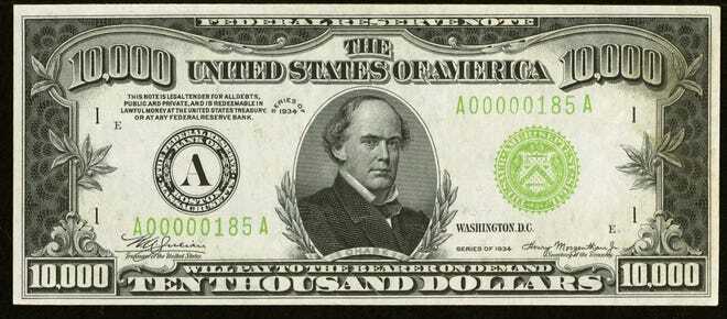 Nota de US$ 10 mil é leiloada por US$ 480 mil nos Estados Unidos ...